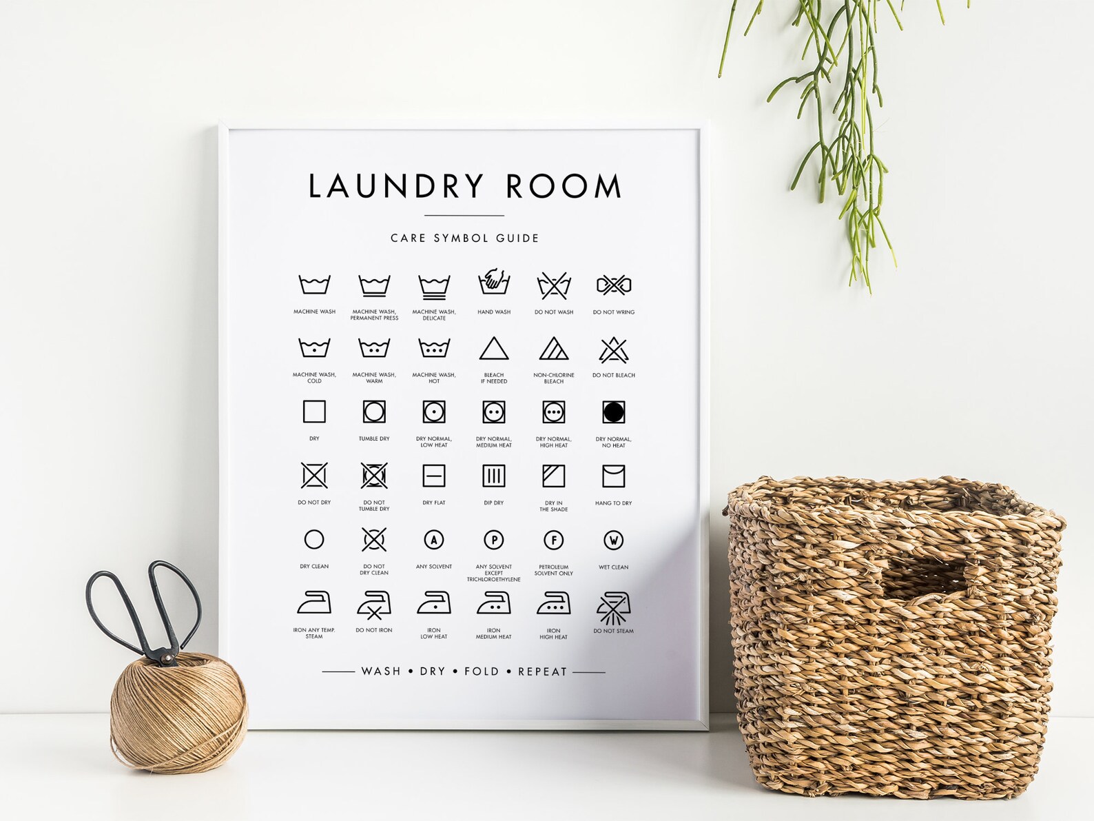 Laundry Symbols Sign Laundry Printable Art Laundry Room | Etsy Canada