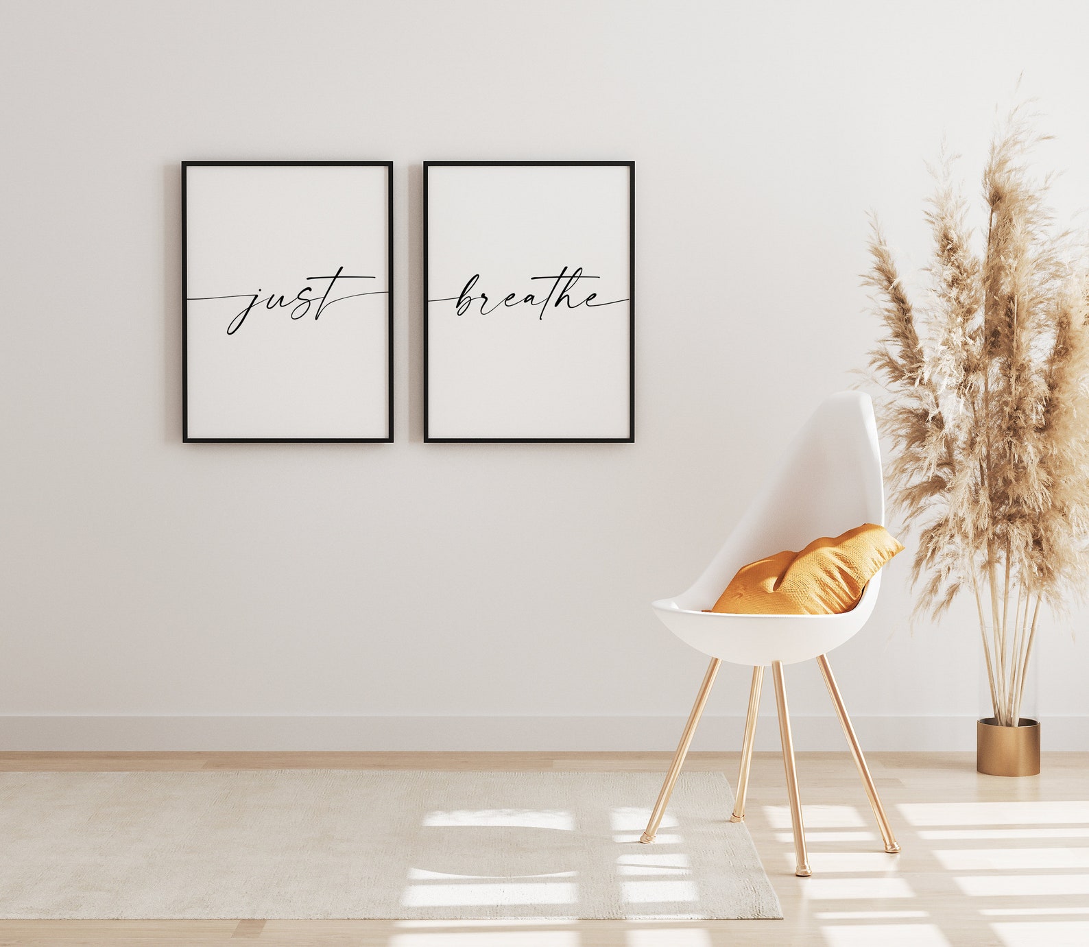 Just Breathe Prints Yoga Poster Printable Art Inhale Exhale - Etsy