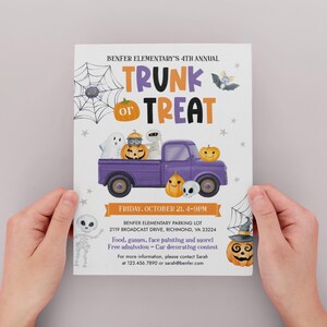 Halloween Trunk or Treat Flyer Template, Community School Church ...