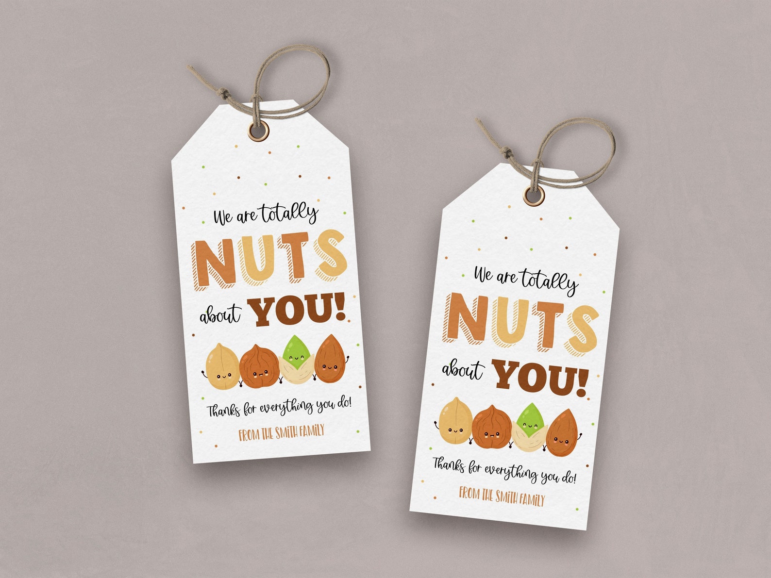 Nuts Gift Tag Thank You Label Editable Totally Nuts About - Etsy