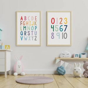 Rainbow Classroom Decor, Set of 6 Educational Prints, Colorful Alphabet ...