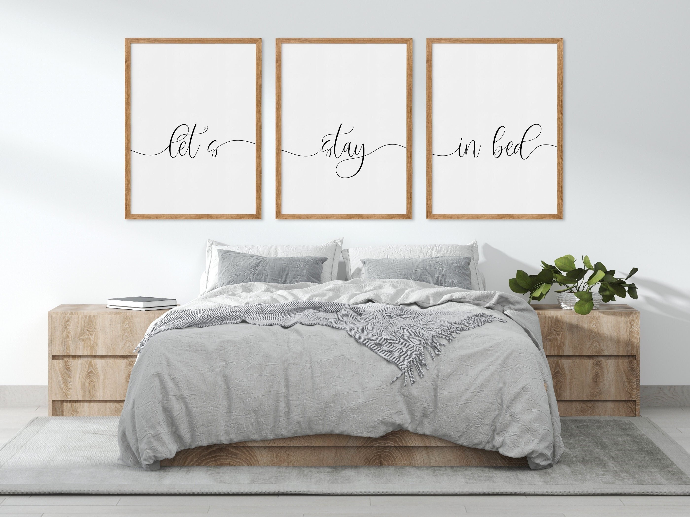 Let's Stay in Bed Sign Over the Bed Wall Decor Set of 3 | Etsy