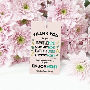 Volunteer Appreciation Gift Tags, Editable Mint Favor Tag, Thank You ...