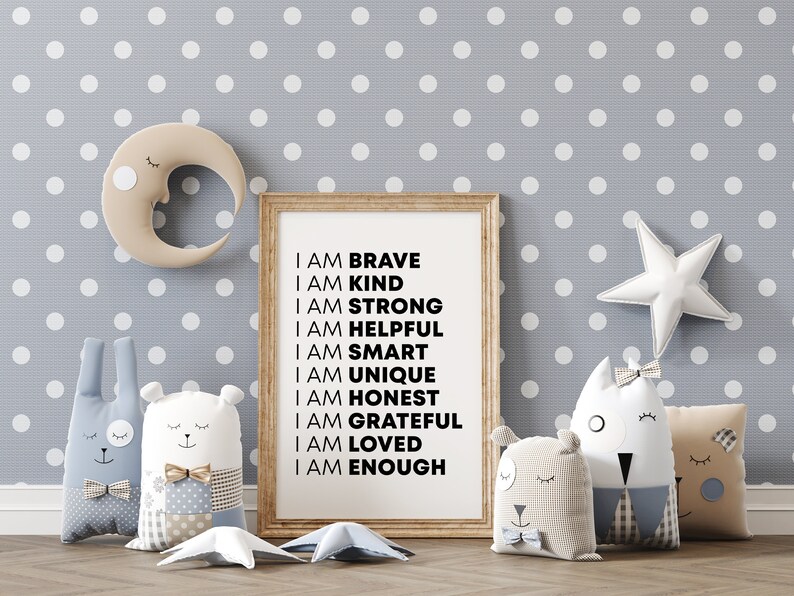 I Am Brave Affirmation Poster For Kids Nursery Wall Art I Am | Etsy