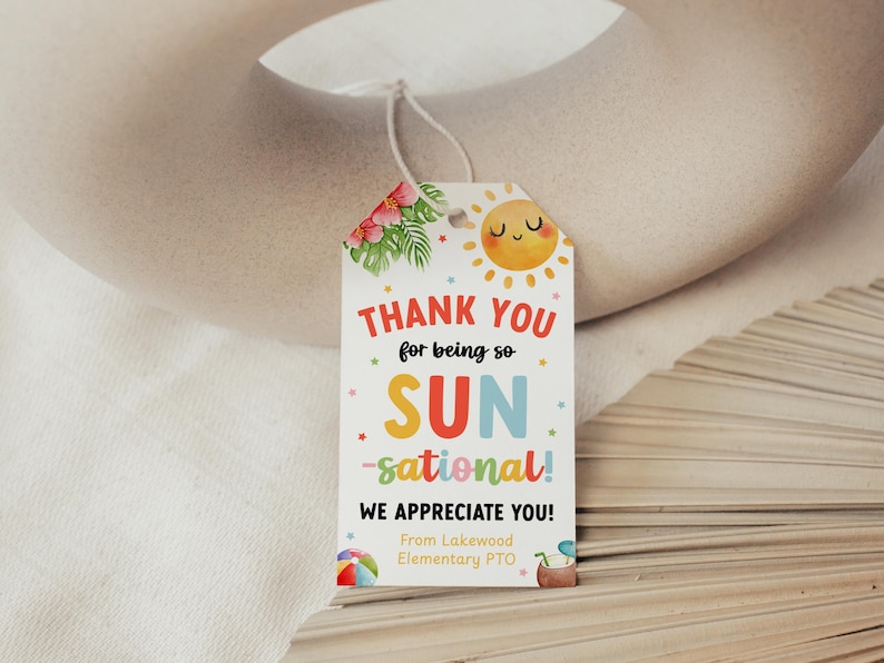 Sun-sational Teacher Appreciation Week Gift Tag, Summer Beach Theme ...