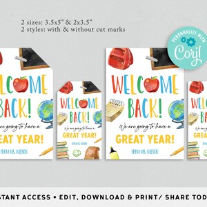 Welcome Back to School Gift Tag Editable, First Day of School Teacher ...