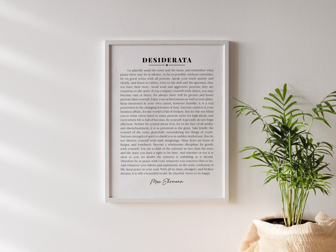 Desiderata Print, Max Ehrmann Poem Poster, Literary Quote Print ...
