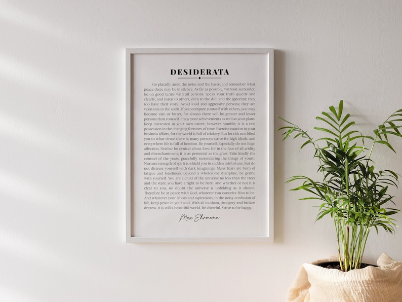 Desiderata Print, Max Ehrmann Poem Poster, Literary Quote Print ...