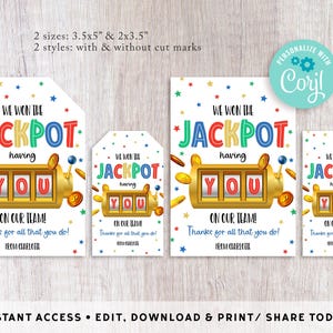 Lottery Appreciation Gift Tag, We Won the Jackpot Having You in Our ...