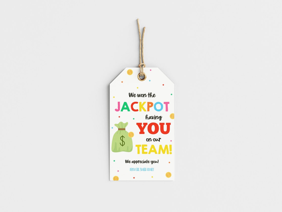 Lottery Appreciation Gift Tag We Won the Jackpot Having You - Etsy
