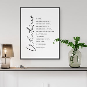 Whatever is True Noble Right Philippians 4:8 Scripture Sign - Etsy