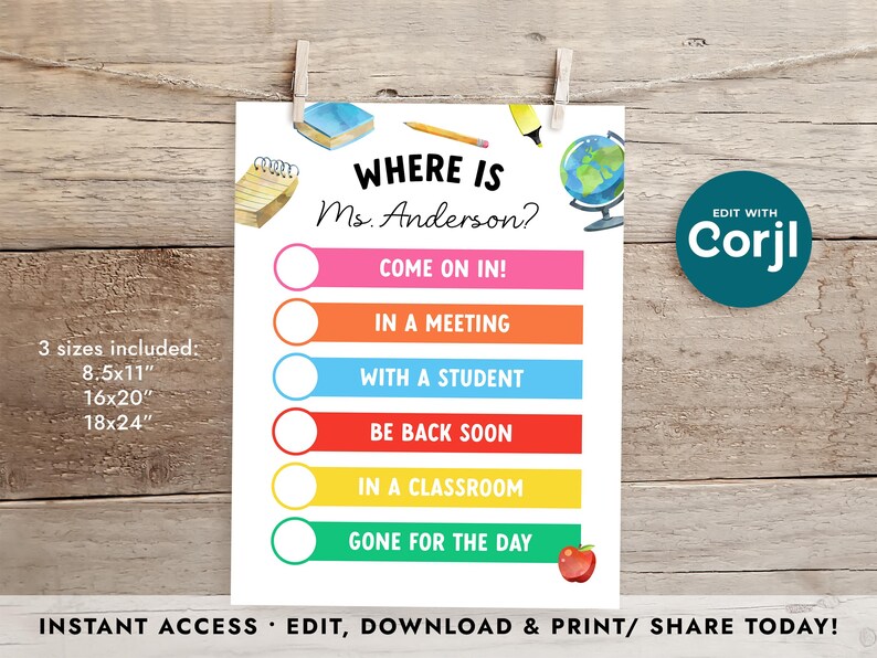 Where is the Teacher Editable Door Sign, Classroom Decor Printable ...