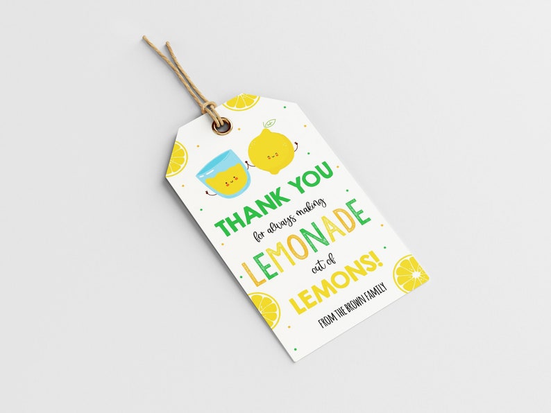 Editable Lemon Thank You Gift Tag Making Lemonade Out of | Etsy