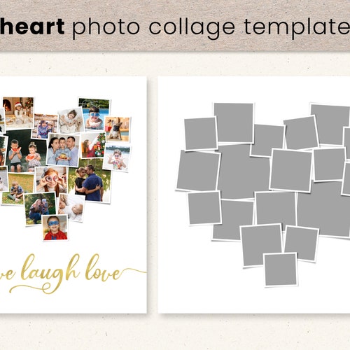 Heart Photo Collage Template Heart Shaped Square Photo - Etsy