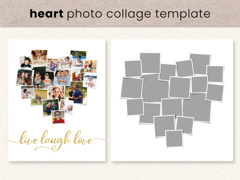 Heart Photo Collage Template Heart Shaped Square Photo - Etsy