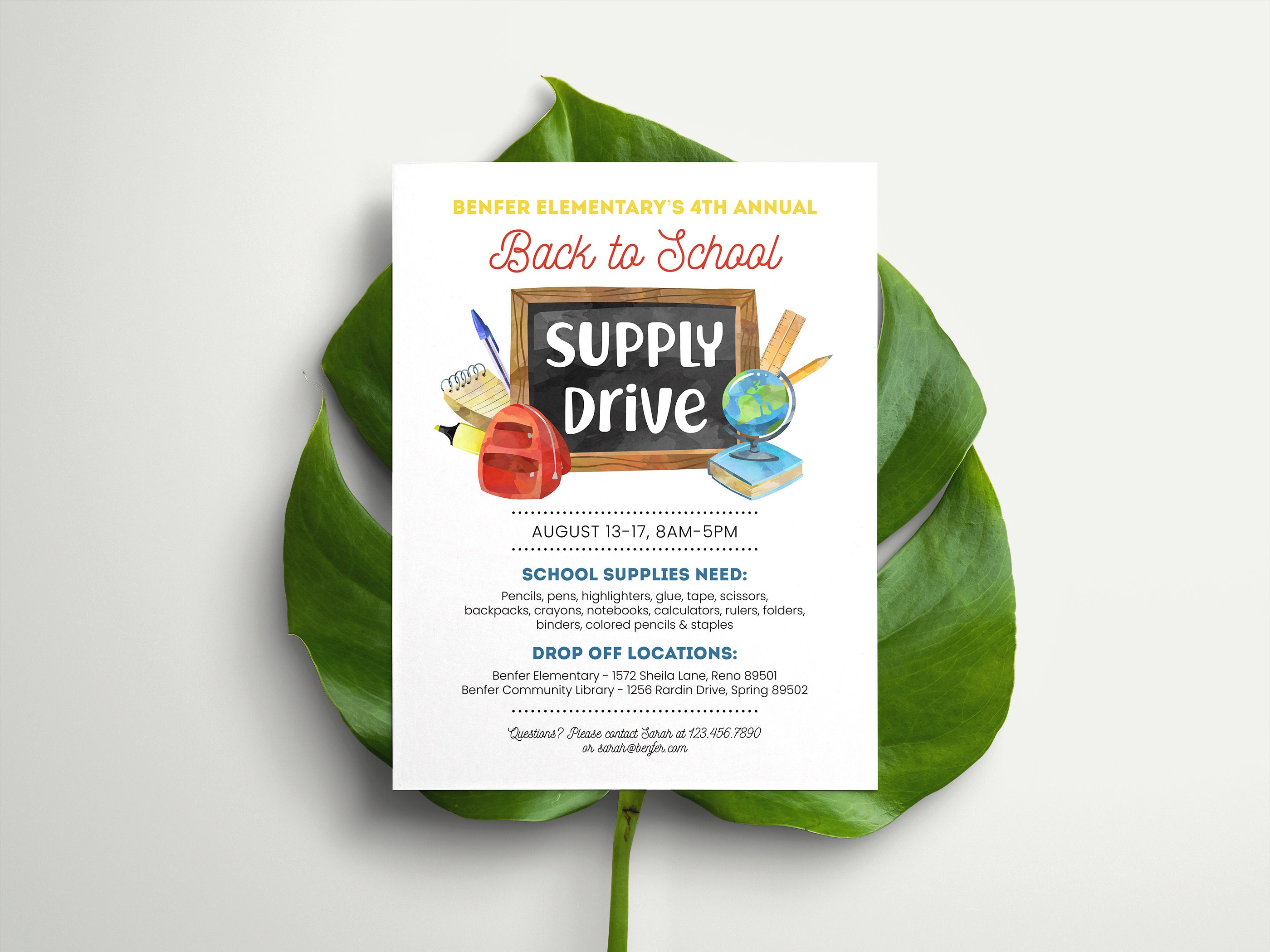 Back to School Supply Drive Flyer Template PTO PTA School - Etsy