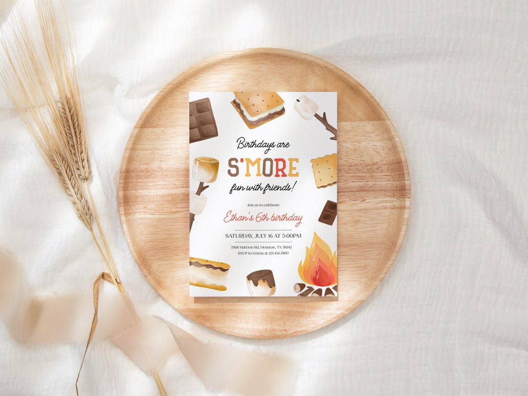 S'mores Birthday Invitation, Smore Fun With Friends Bonfire Party ...