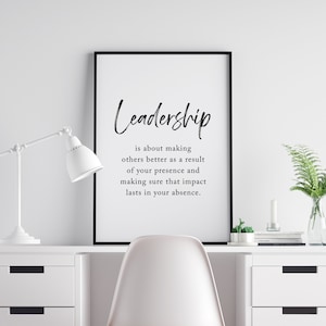 Leadership Quote Print, Leadership is About Printable, Retirement Gift ...