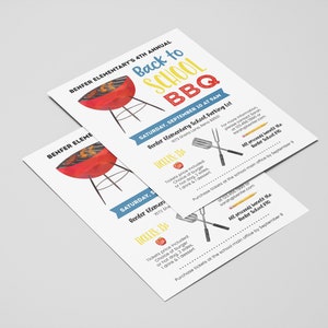 Back to School BBQ Flyer, PTO PTA School Fundraiser Poster Template ...