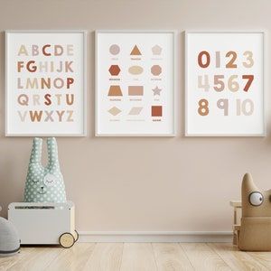 Pastel Alphabet Posters Educational Prints Set of 3 Numbers - Etsy