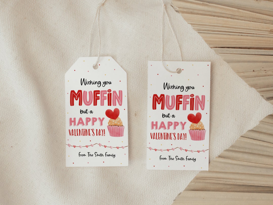 Wishing You Muffin but A Happy Valentine's Day Gift Tag, Muffin Cupcake ...