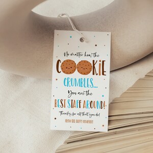 Cookie Thank You Gift Tag, Editable Teacher Nurse Coworker Appreciation ...