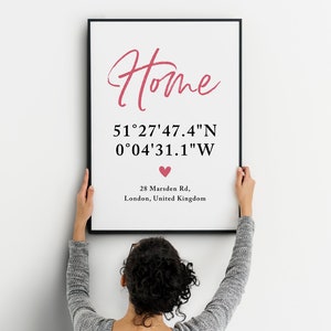 Custom Home Coordinates Sign, Personalized Home Address Print ...