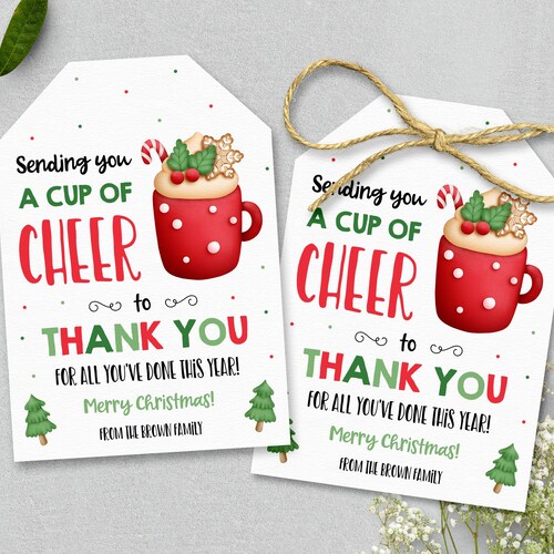 Christmas Gift Tags Gifting You A Cup of Cheer for All | Etsy
