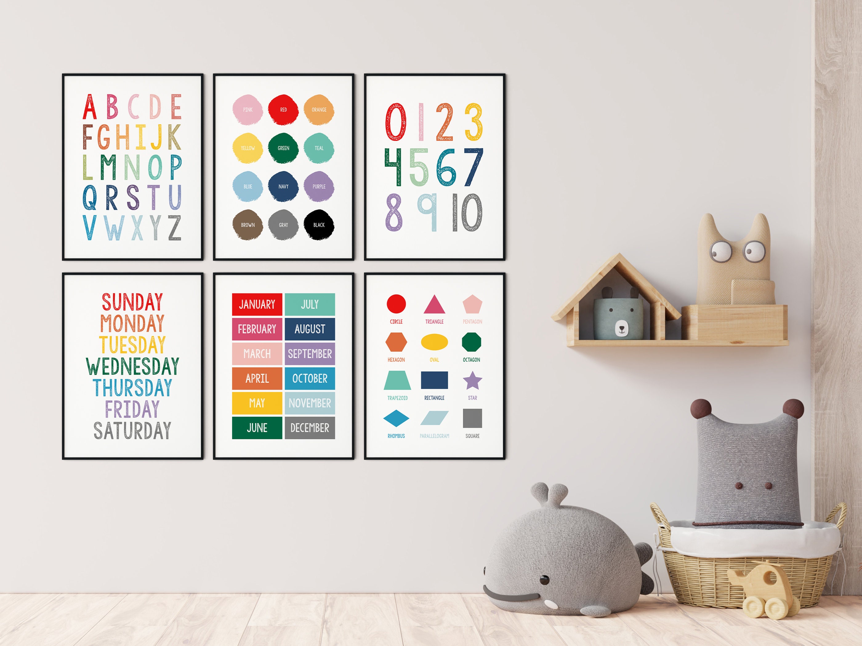 Rainbow Classroom Decor Set of 6 Educational Prints Colorful | Etsy