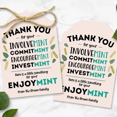 Christmas Mint Tags Thank You Tags Volunteer Labels - Etsy