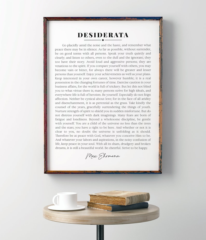 Desiderata Print, Max Ehrmann Poem Poster, Literary Quote Print ...