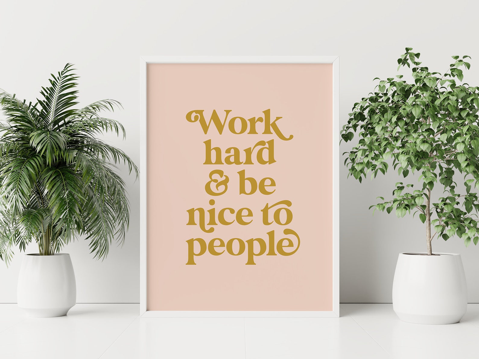 Work Hard and Be Nice to People Boho Wall Art Inspirational - Etsy