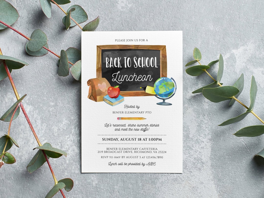 Back to School Teacher & Staff Luncheon Invitation, Breakfast Social ...