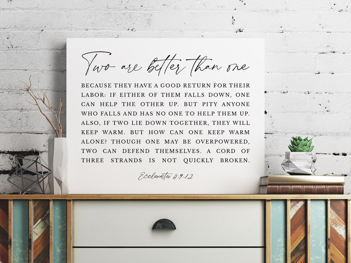 Two Are Better Than One Wedding Bible Verse Ecclesiastes | Etsy