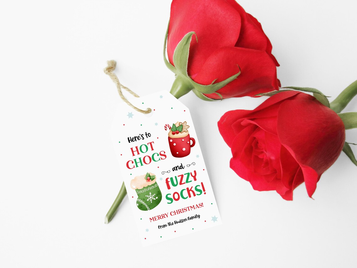 Christmas Socks Tag Hot Chocolate Cocoa Gift Tag Hot Chocs - Etsy