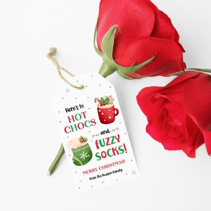 Christmas Socks Tag, Hot Chocolate Cocoa Gift Tag, Hot Chocs Fuzzy ...