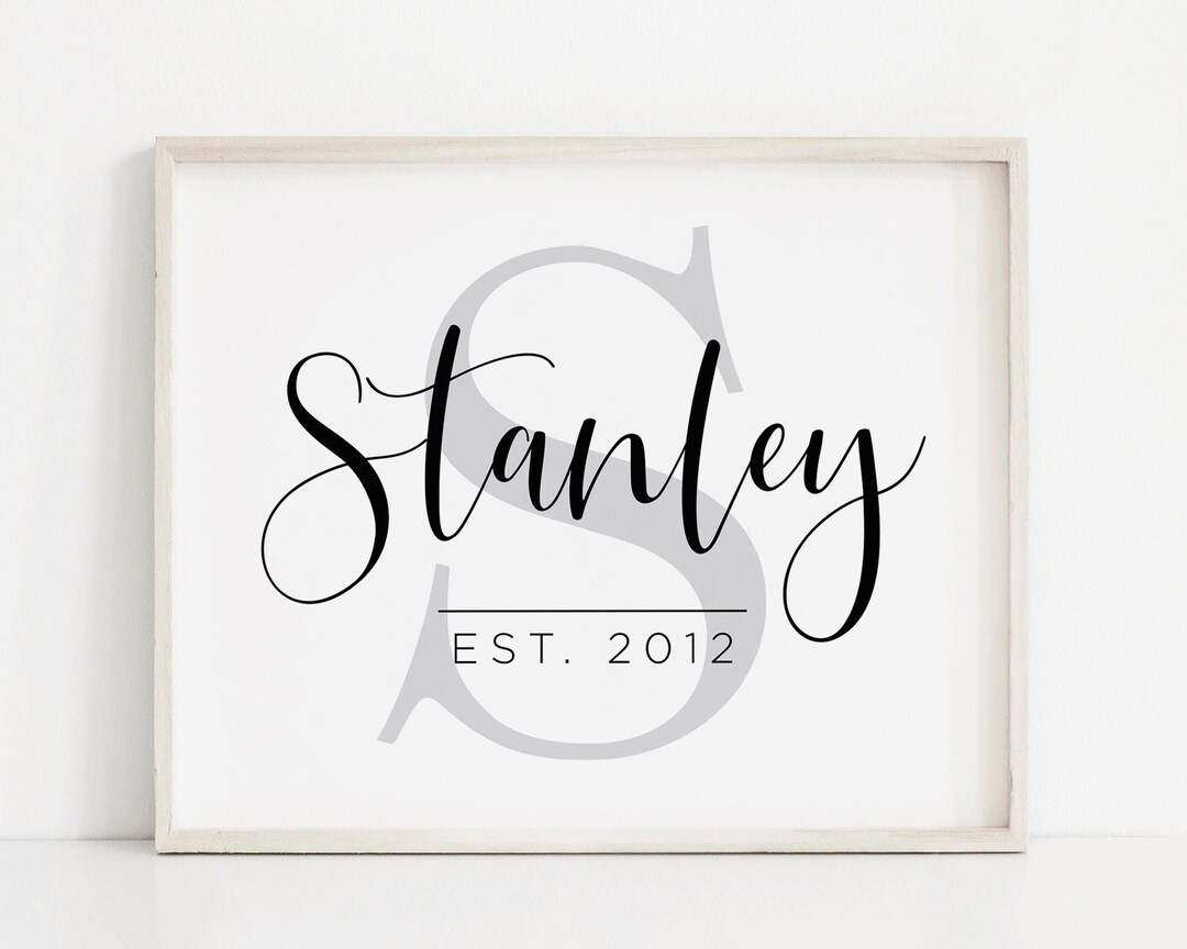 Last Name Sign, Personalized Family Name Wall Art, Family Established ...
