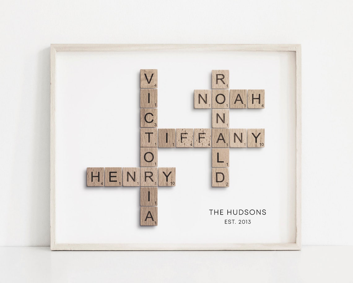 Custom Family Crossword Puzzle Wall Art Family Names Sign - Etsy