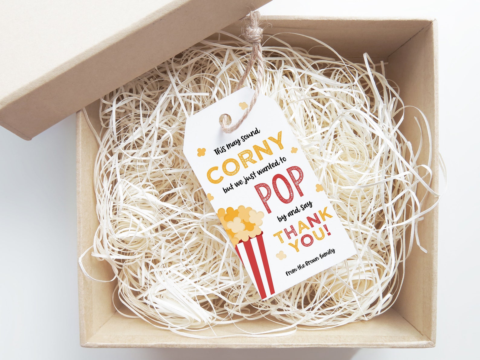 Editable Popcorn Thank You Gift Tag Printable Volunteer Staff - Etsy