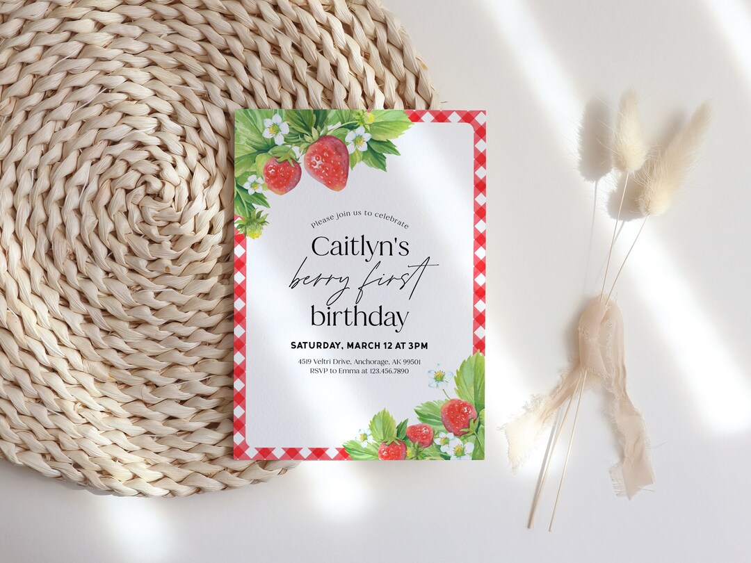 Invitation d'anniversaire fraise moderne fille Berry - Etsy France