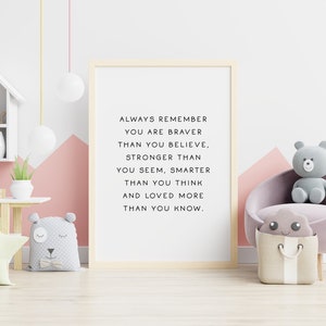 Always Remember You Are Braver Than You Believe Nursery Wall Art ...
