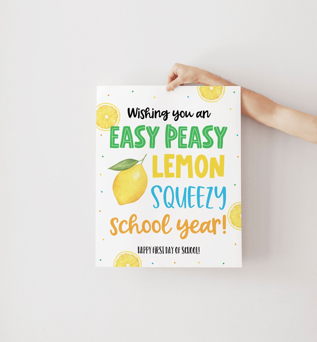 Easy Peasy Lemon Squeezy Sign Back to School Lemon Poster - Etsy