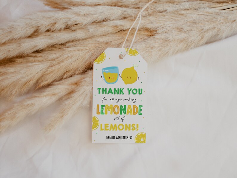 Editable Lemon Thank You Gift Tag, Making Lemonade Out of Lemons ...