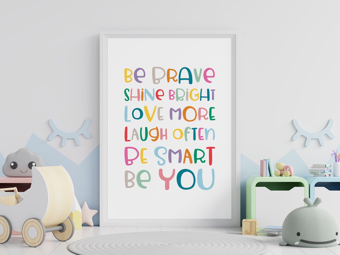 Dream Big Work Hard Nursery Prints Set of 2 Be Happy Be Kind | Etsy