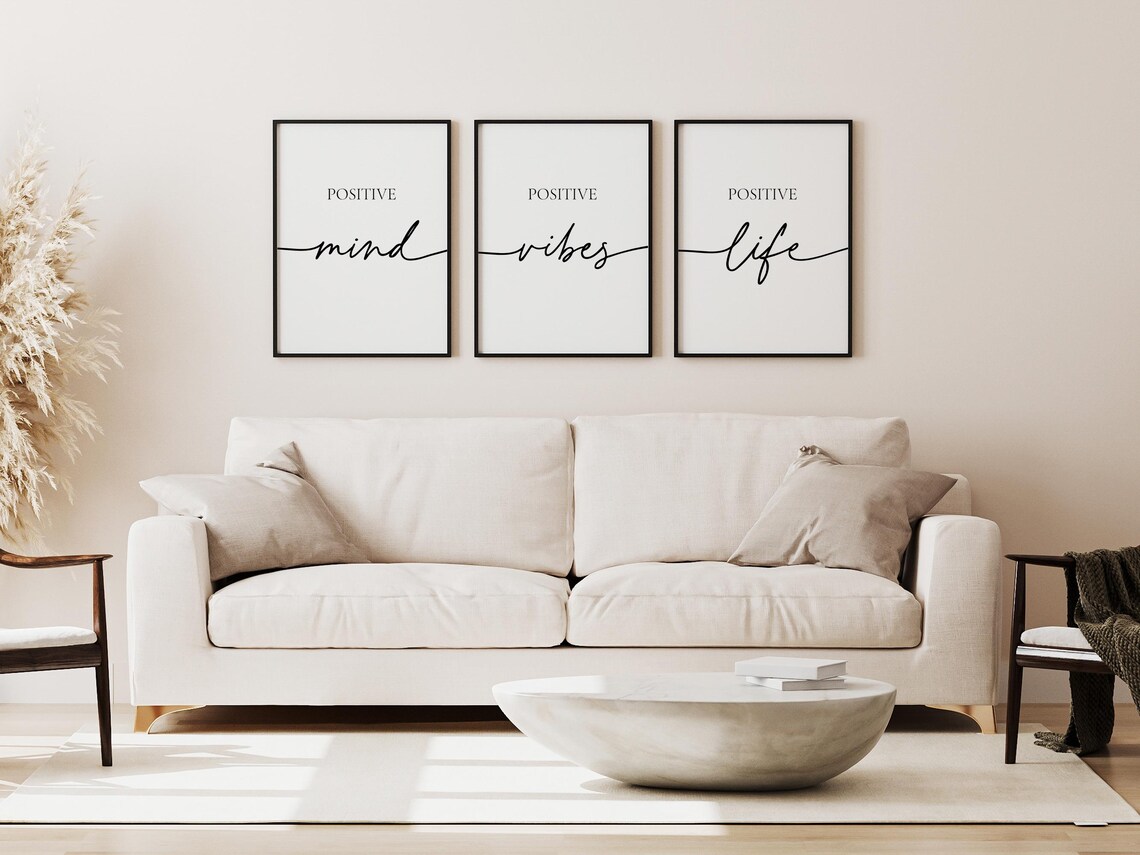 Positive Mind Positive Vibes Positive Life Printable Wall Art, Modern ...
