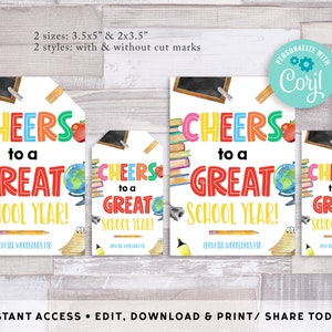 Cheers to A Great School Year Back to School Gift Tag, First Day of ...