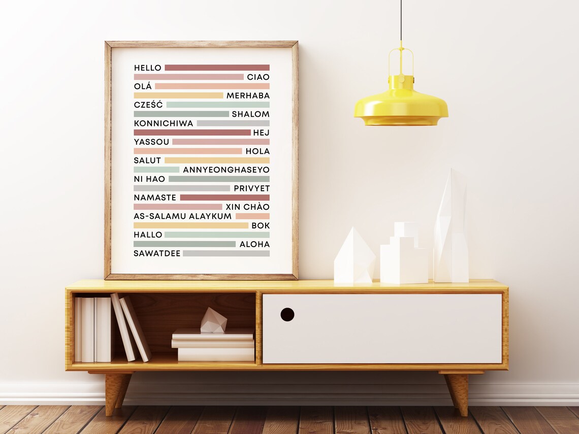 Hello in Different Languages Print Welcome Entryway Sign - Etsy