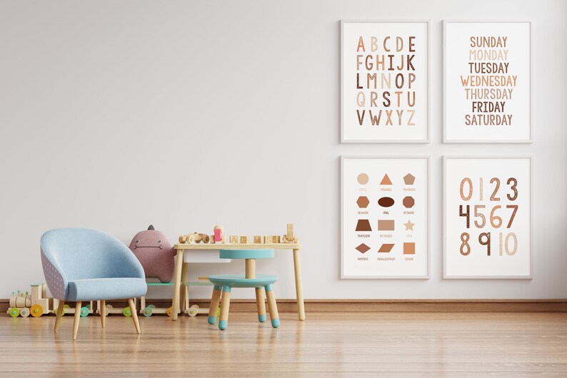 Neutral Alphabet Posters Earthy Wall Art Educational Prints - Etsy