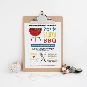 Back to School BBQ Flyer, PTO PTA School Fundraiser Poster Template ...