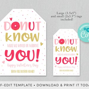 Editable Donut Valentine Tag Donut Know What We Would Do - Etsy